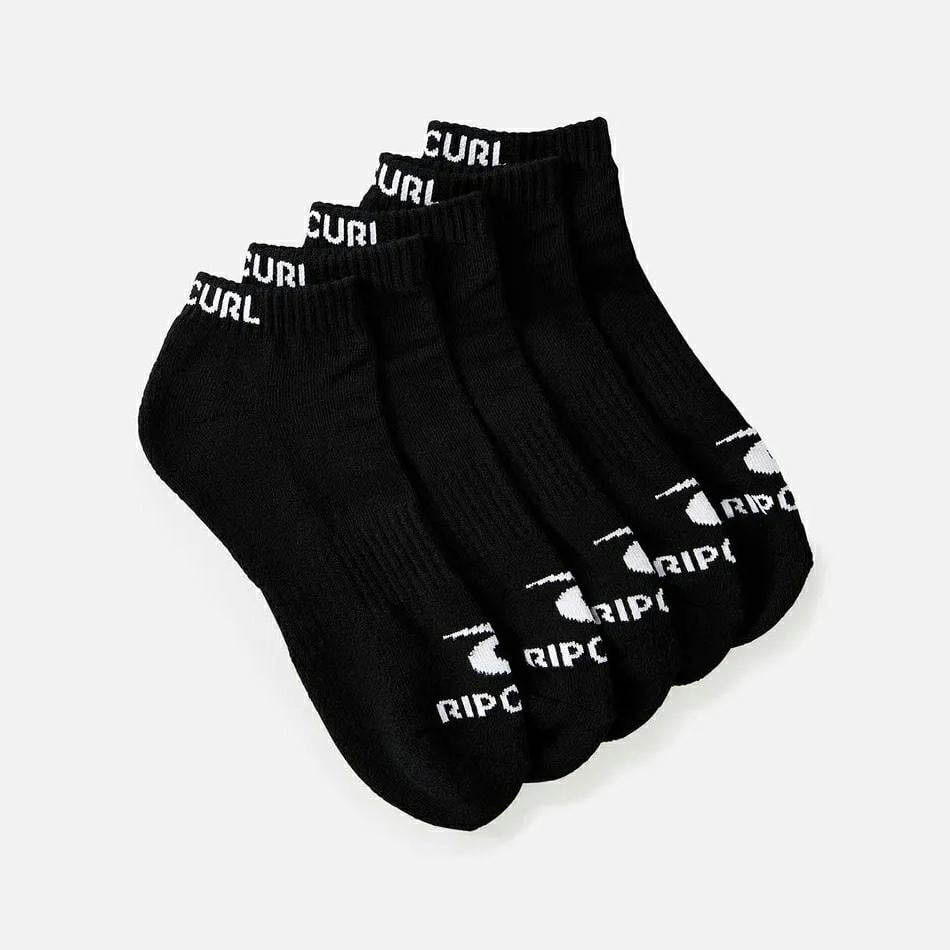 Rip Curl Men's Brand Ankle Sock - 5 Pack WHITE, BLACK - Southern Man