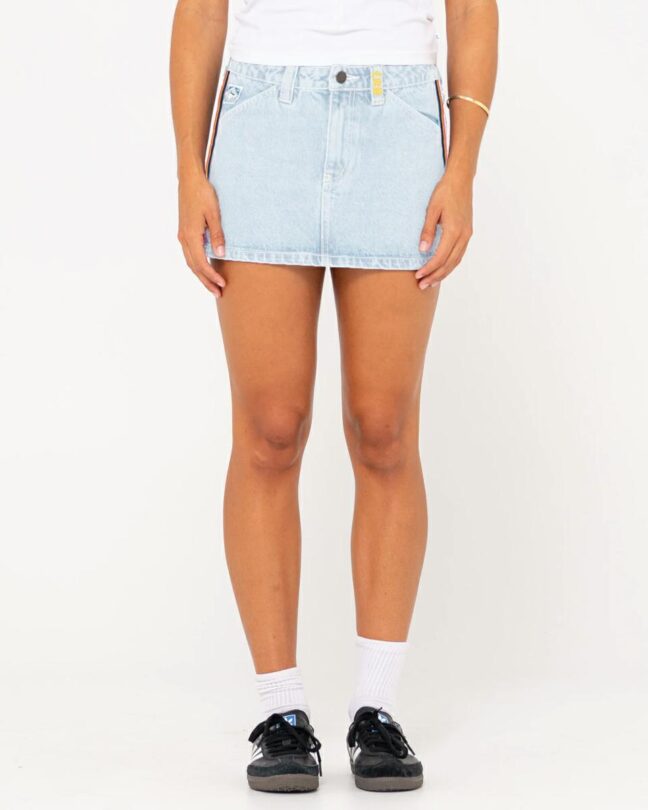 Rusty Flip Mommy Low Rise Mini Denim Skirt DEEP SEA BLUE / RED, SKY ...
