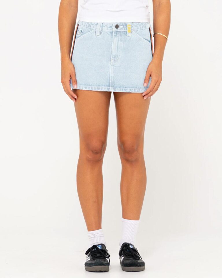 Rusty Flip Mommy Low Rise Mini Denim Skirt DEEP SEA BLUE / RED, SKY ...